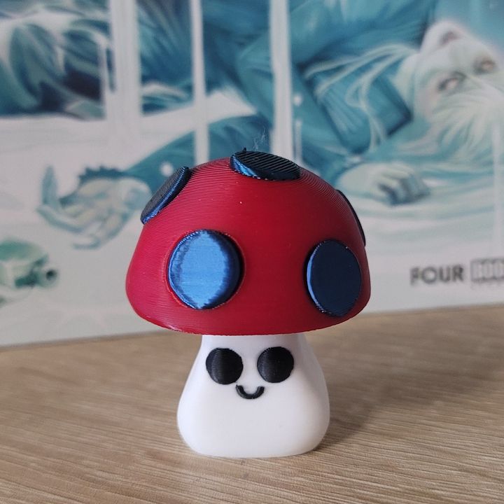 3D Printable Happy Mushy Mushroom Clicky Fidget and Keychain by Tiffany ...