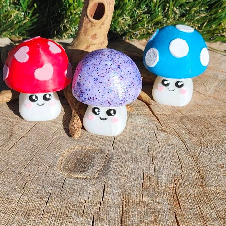 3D Printable Happy Mushy Mushroom Clicky Fidget and Keychain by Tiffany ...