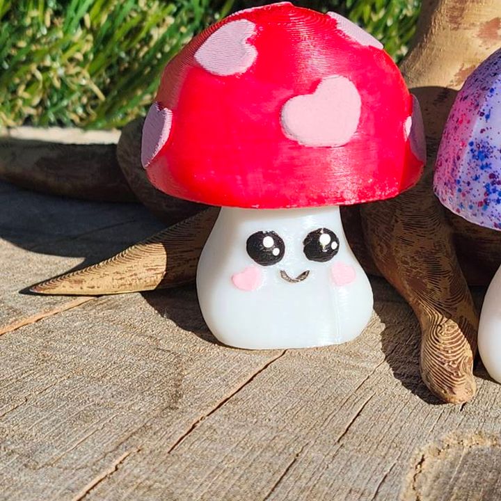 3D Printable Happy Mushy Mushroom Clicky Fidget and Keychain by Tiffany ...