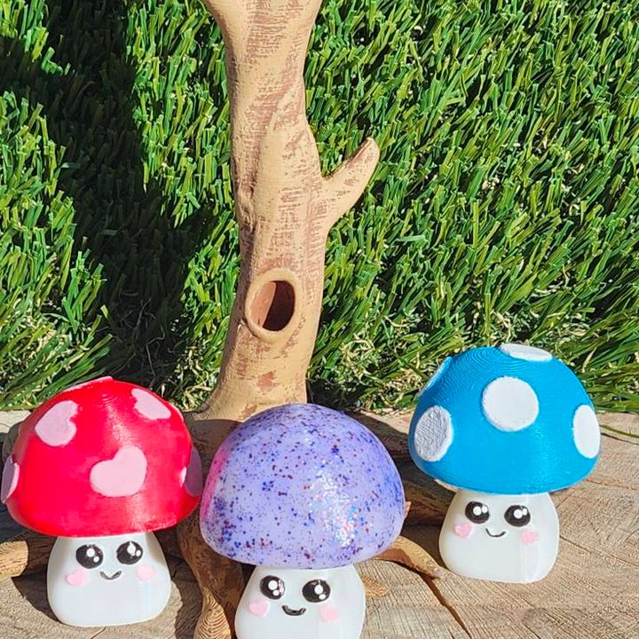 3D Printable Happy Mushy Mushroom Clicky Fidget and Keychain by Tiffany ...