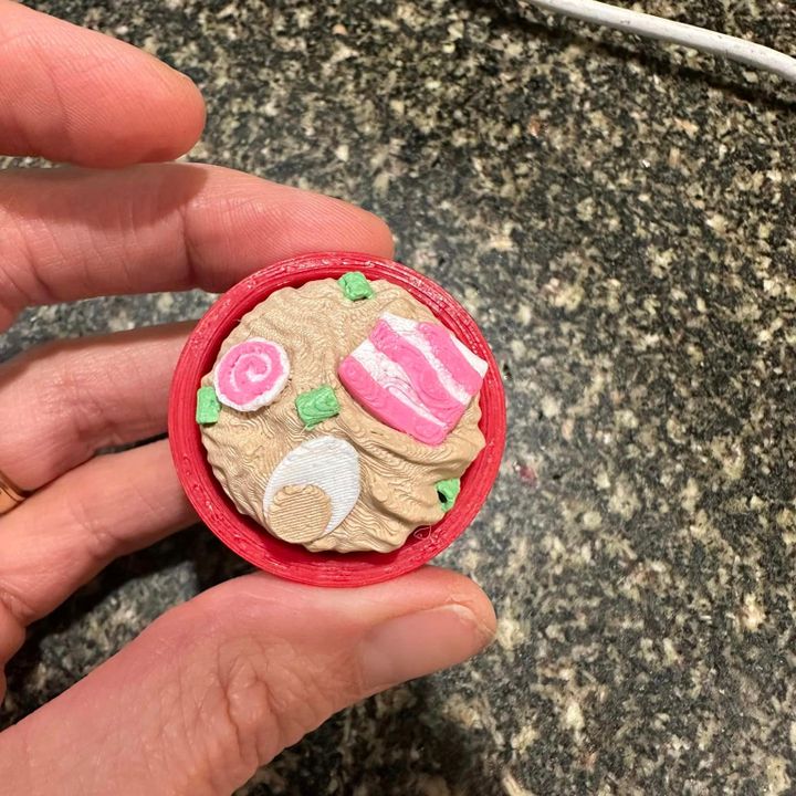 3D Printable Happy Ramen Clicker Fidget and Keychain by Jambaby Designs