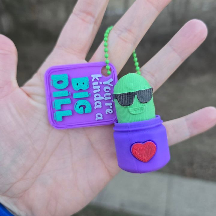 3D Printable Clickle Pickle Clicker Fidget and Keychain by Jambaby Designs