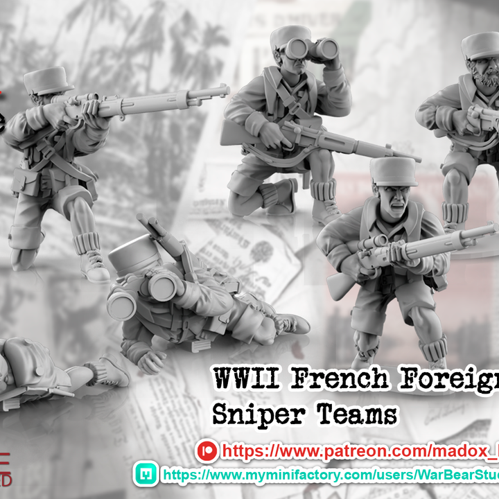 3D Printable WWII FFL Sniper Teams by BattleCat Miniatures