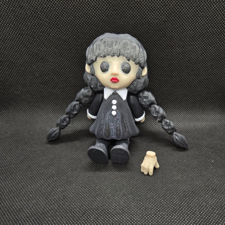 3D Printable Wednesday Addams Flexi and Thing by Jambaby Designs