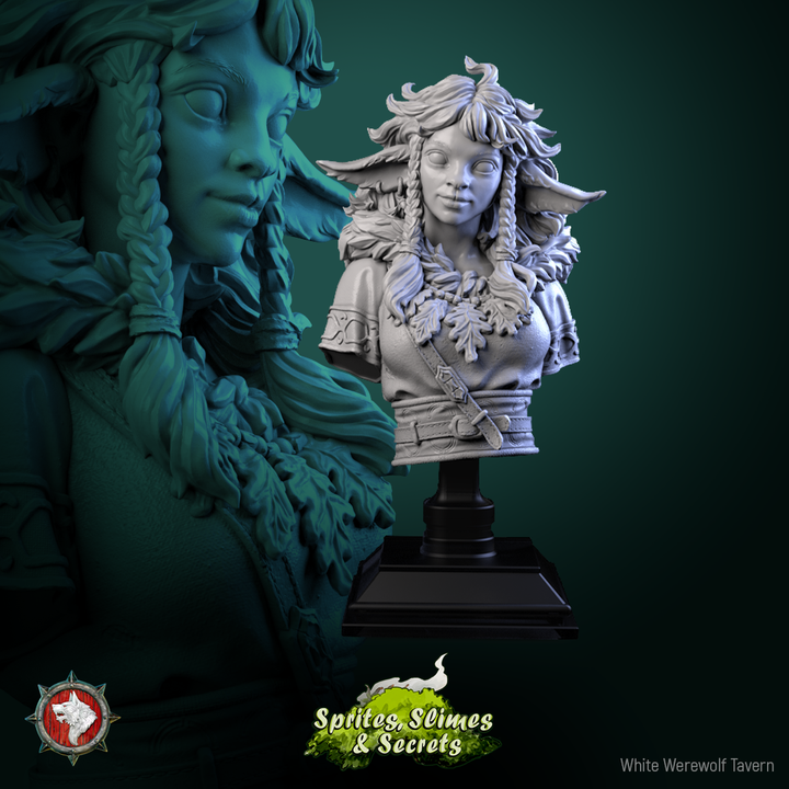 3D Printable Shael Silverheart bust pre-supported by White Werewolf Tavern