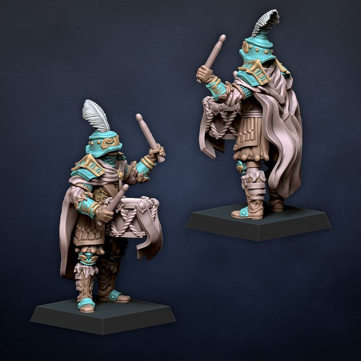 3D Printable Imperial Guard (Command Group) by Dragon's Lake Miniaturas