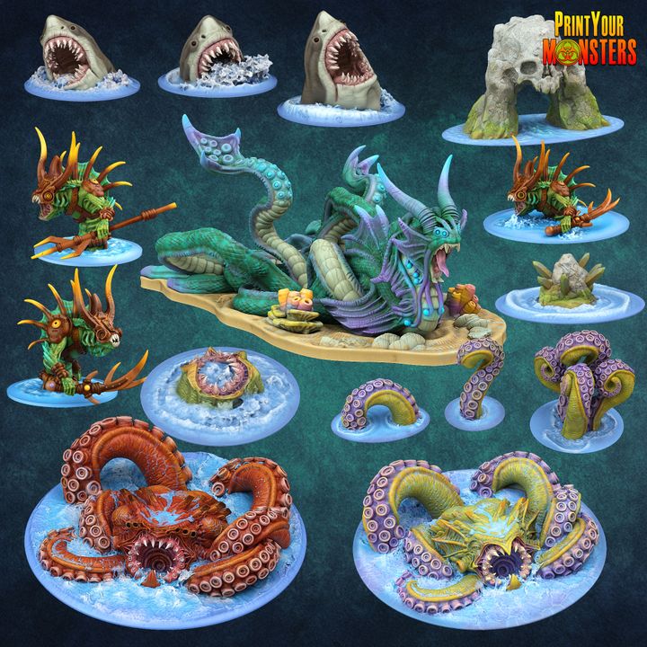 3D Printable Vol.01-OCEAN PACK by PrintYourMonsters