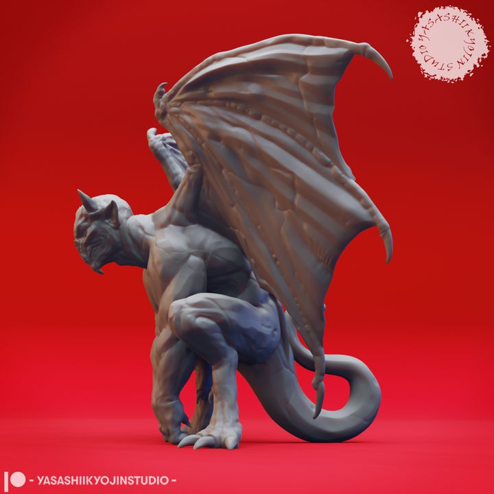 3D Printable Perched Gargoyle - Inactive - Tabletop Miniature (Pre ...