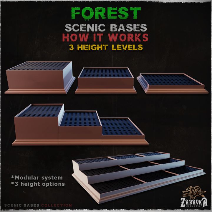 3D Printable Forest - Scenic Bases (50mm Bases) by Zabavka Workshop