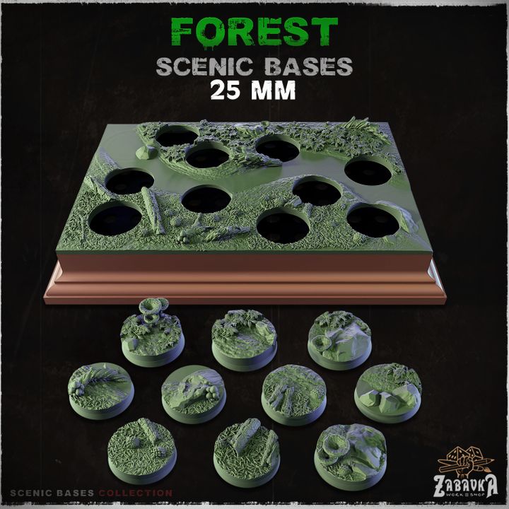 3D Printable Forest - Scenic Bases (Small Set) by Zabavka Workshop