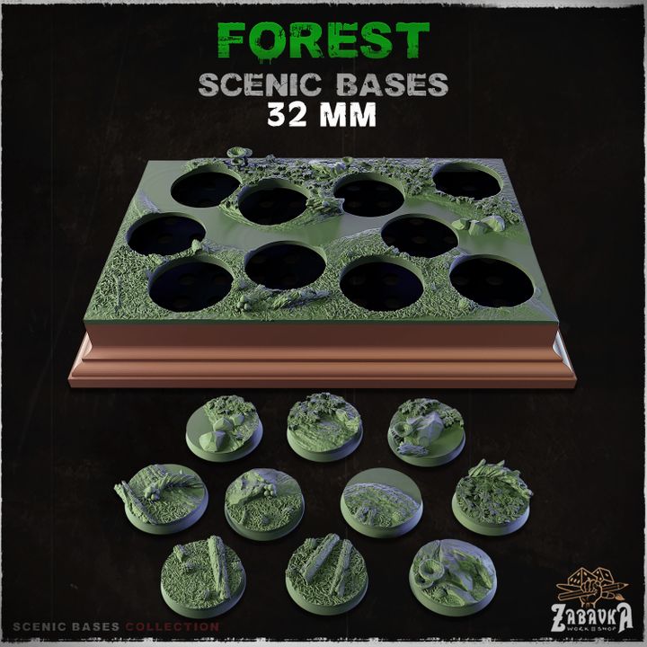3D Printable Forest - Scenic Bases (Small Set) by Zabavka Workshop