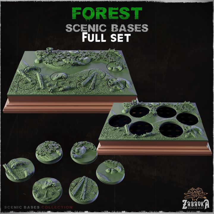 3D Printable Forest - Scenic Bases (Full set) by Zabavka Workshop