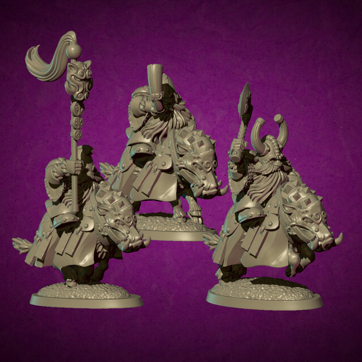 3D Printable CG Dwarf Cavalry by MOMminiatures