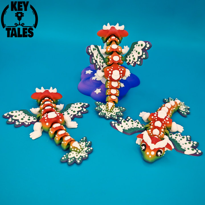 3D Printable The Dragon Bianca and the Moon (flexi keychain, mini ...