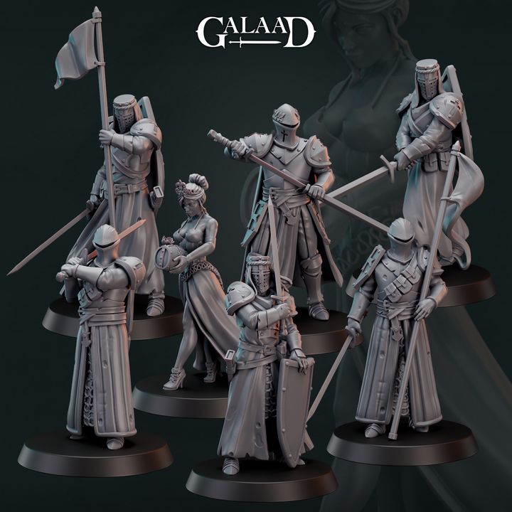 3D Printable Knights back from war by Galaad Miniatures