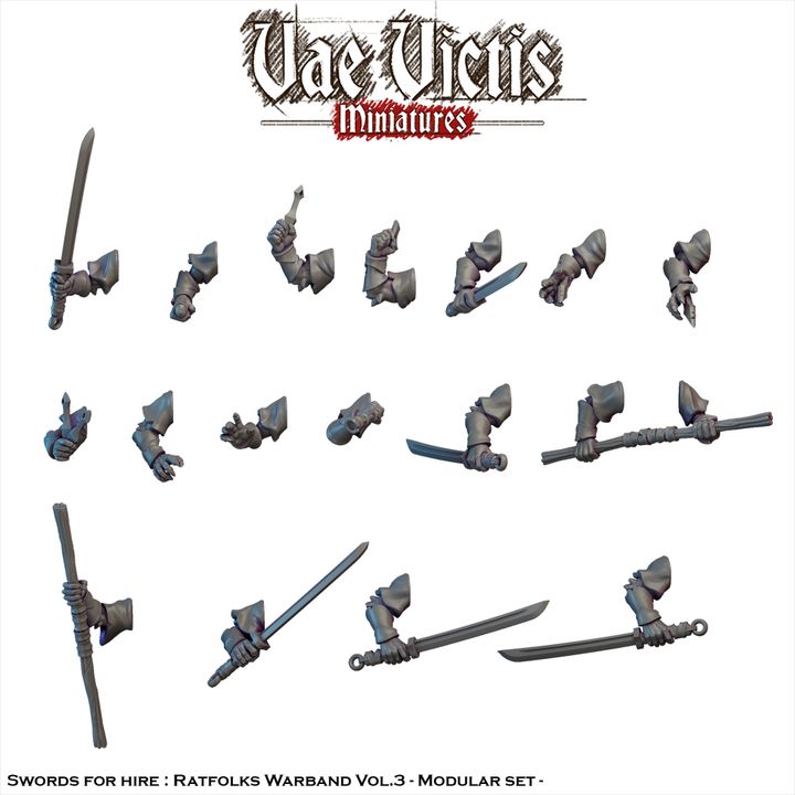 3D Printable Modular Swords for hire : Ratfloks Warband Vol.3 [PRE ...