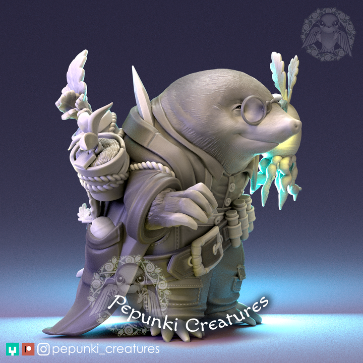 3D Printable Mole Scientist Farmer by Pepunki Creatures