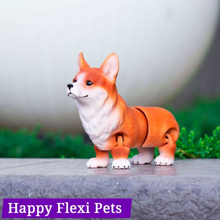 3D Printable Corgi dog print in place articulated flexi toy (#16) by ...