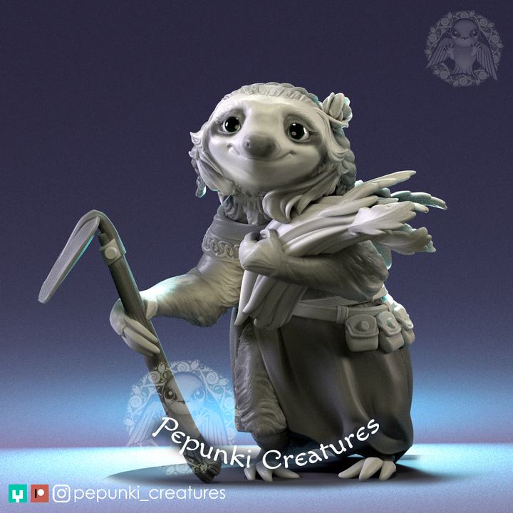 3D Printable Sloth Family Miniatures: The Mom by Pepunki Creatures
