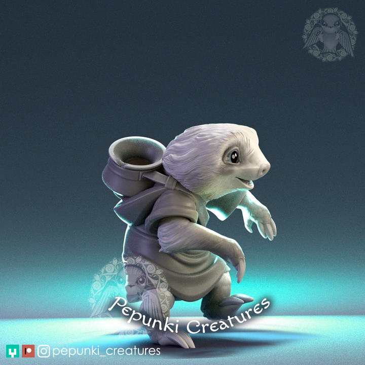 3D Printable Sloth Family Miniatures: The Baby by Pepunki Creatures