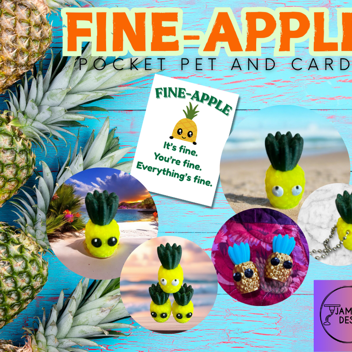 3D Printable Fine-apple Pocket Pet Keychain and Card by Jambaby Designs