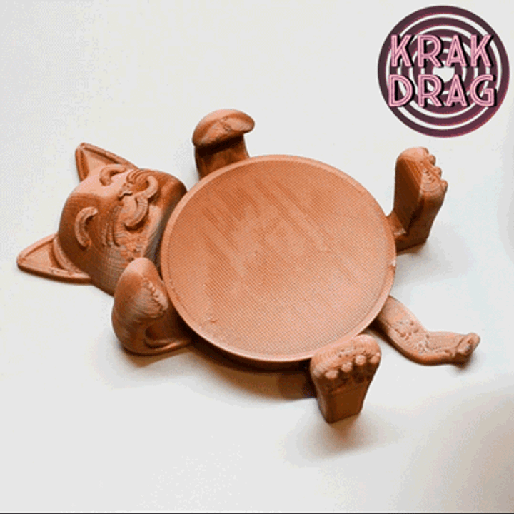 3D Printable Cute Cat Mug Hugger: Self-Adjusting Coaster by KrakDrag
