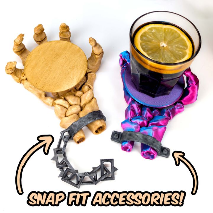 3D Printable Skeleton Hand: Halloween Self-Adjusting Coaster by KrakDrag