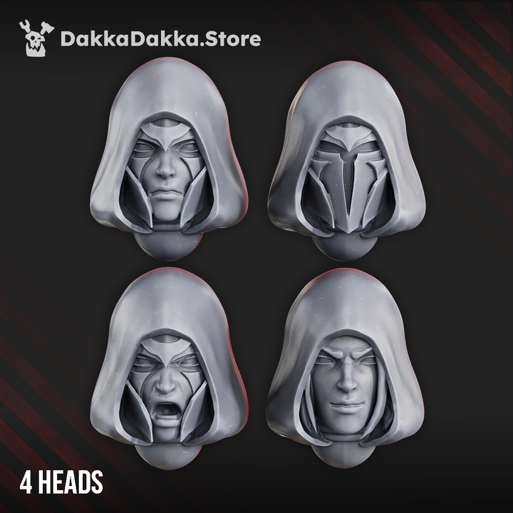3D Printable Silver Guards Heads Set x4 by dakkadakka.store