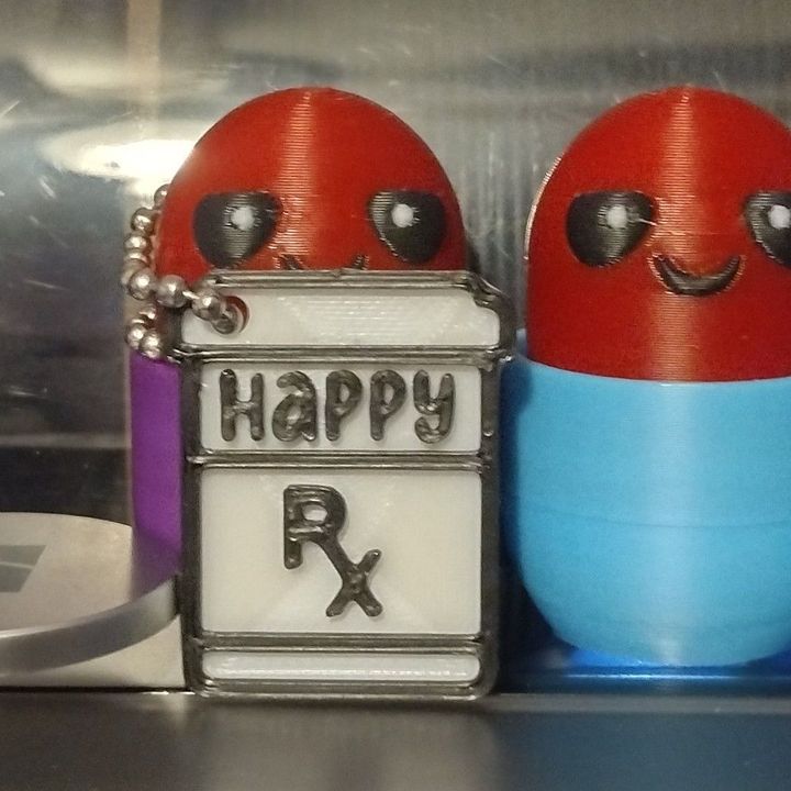 3D Printable Clicky Pill Fidget and Keychains-- Chill Pill, Happy Pill ...