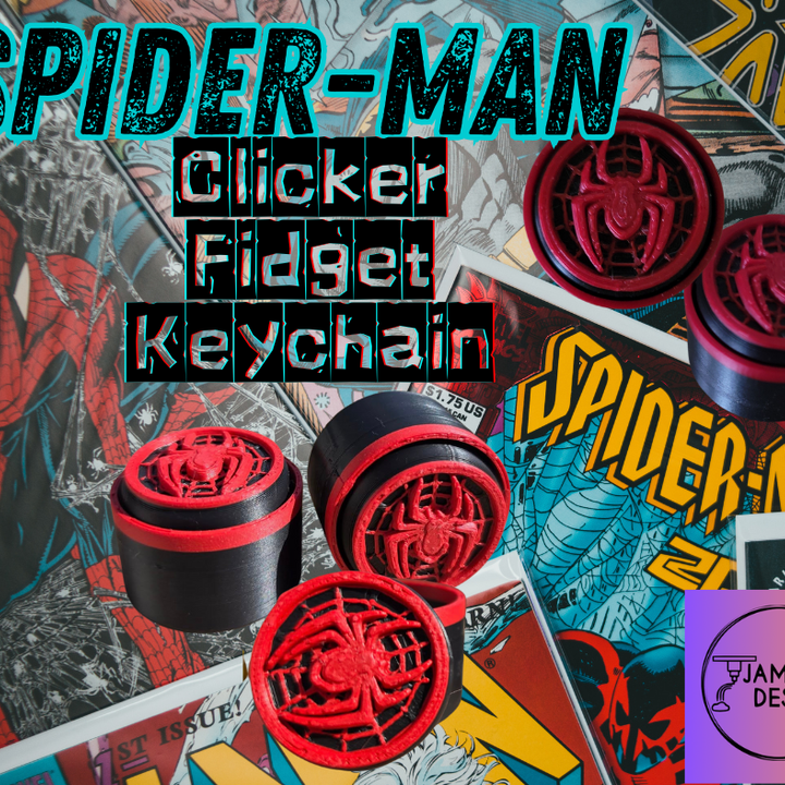 3D Printable Spider-man Clicker Fidget and Keychain by Jambaby Designs