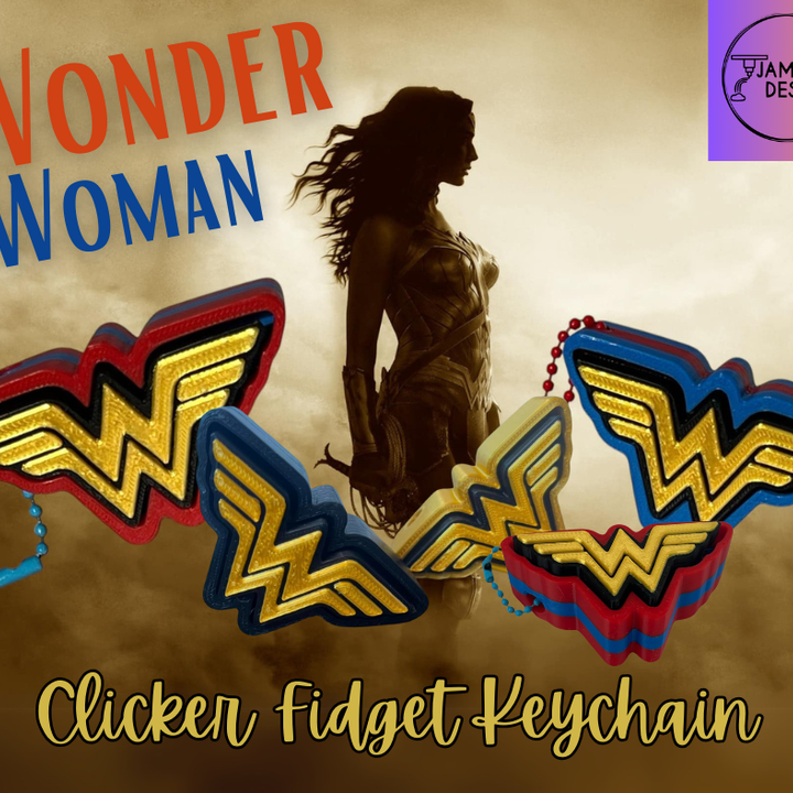 3D Printable Wonder Woman Clicker Fidget and Keychain by Jambaby Designs