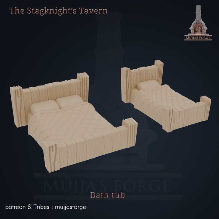 3D Printable The Stagknight's Tavern - bed set by MUJJA'S FORGE