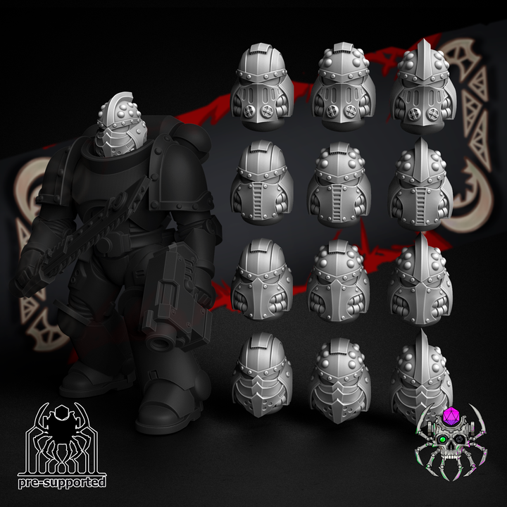 3D Printable Helms Bits Set - Fangs of Megalodon by EightLegsMiniatures