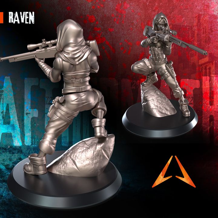 3D Printable RAVEN SNIPER ATACK SURVIVOR ZOMBIE ARMED DND by Aftermath Studios