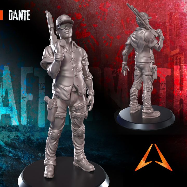 3D Printable Dante POSE STAND SURVIVOR DND by Aftermath Studios