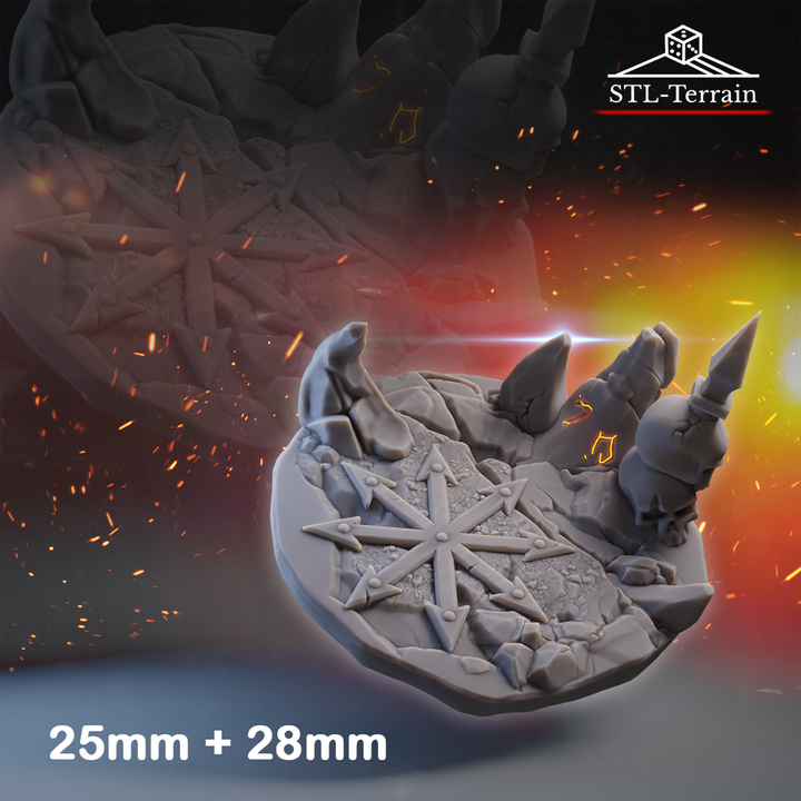 3D Printable Demon Hell Wastes Base Toppers 01 by STL Terrain
