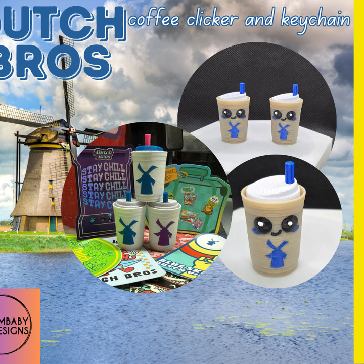 3D Printable Dutch Bros Iced Coffee Clicker Fidget and Keychain by ...