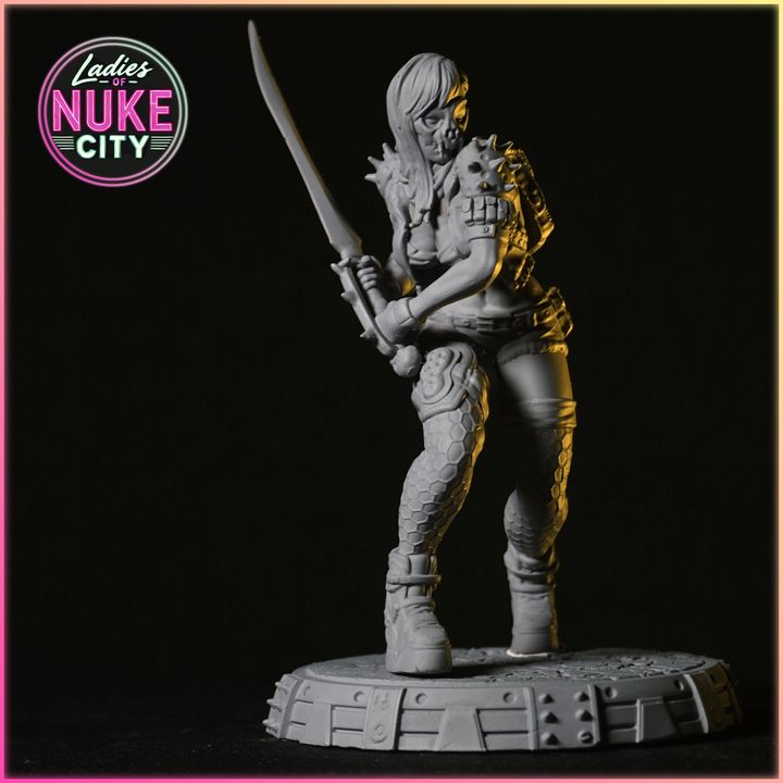 3D Printable Rhayne Drakar from Ladies of Nuke City by Black Bird Miniatures