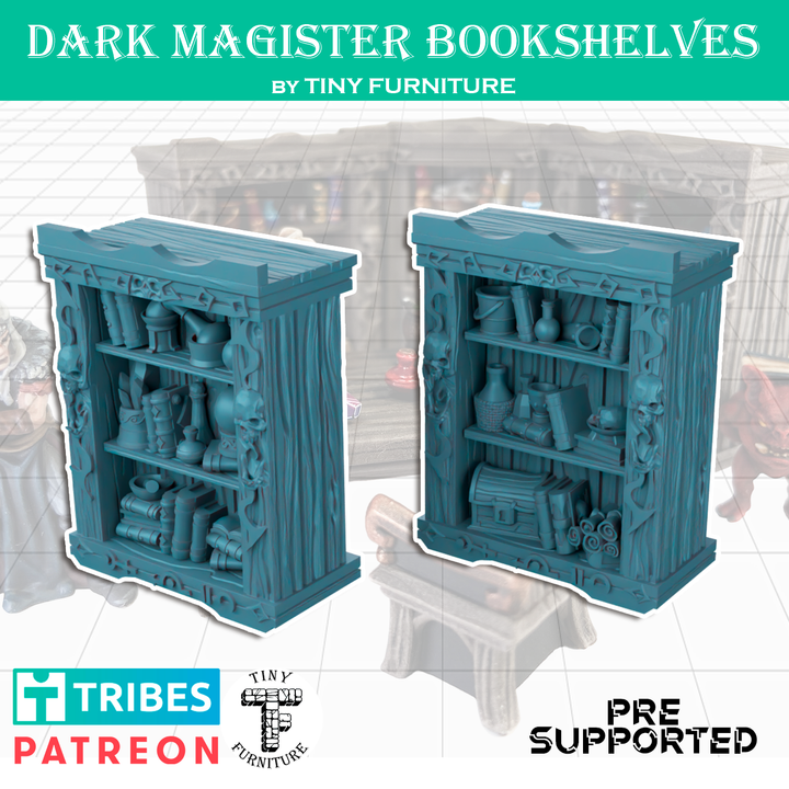 3D Printable Dark Magister's Bookshelves by Tiny Furniture