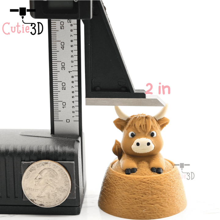 3D Printable Cutie3D Highland Cow On Hay Keycap Fidget Clicker Keychain ...