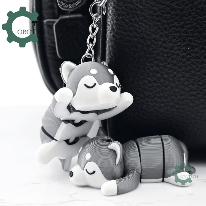 3D Printable Cobotech Cute Sleeping Husky Articulated Keychain - Cute ...