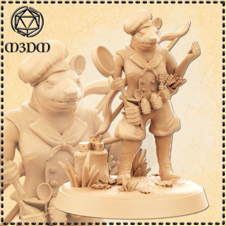 3D Printable Ratfolk Chef Ranger (Casual) by M3DM