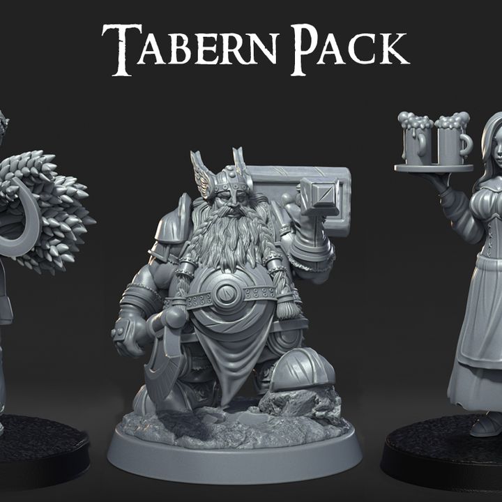 3D Printable PRE-SUPPORTED Tabern Pack - 32mm - DnD by RN Estudio