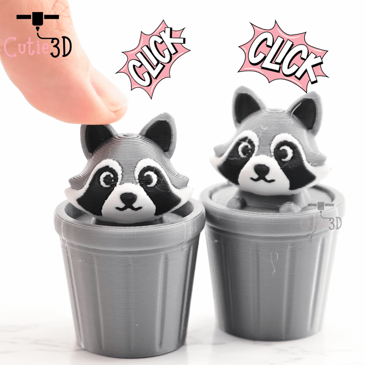 3D Printable Cutie3D Raccoon In Trash Can Keycap Fidget Clicker ...