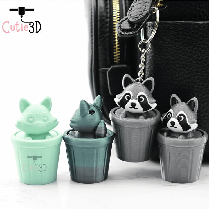 3D Printable Cutie3D Raccoon In Trash Can Keycap Fidget Clicker ...