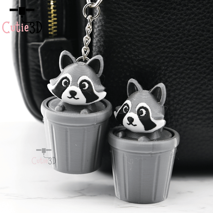 3D Printable Cutie3D Raccoon In Trash Can Keycap Fidget Clicker ...