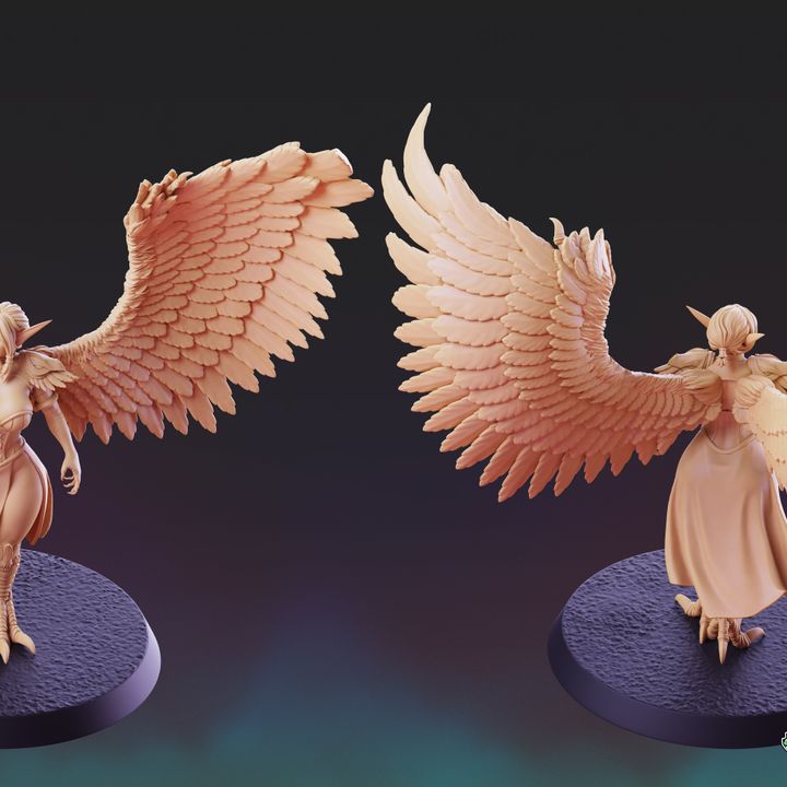 3D Printable Fantasy Harpy - Pose 2 by PSMiniatures