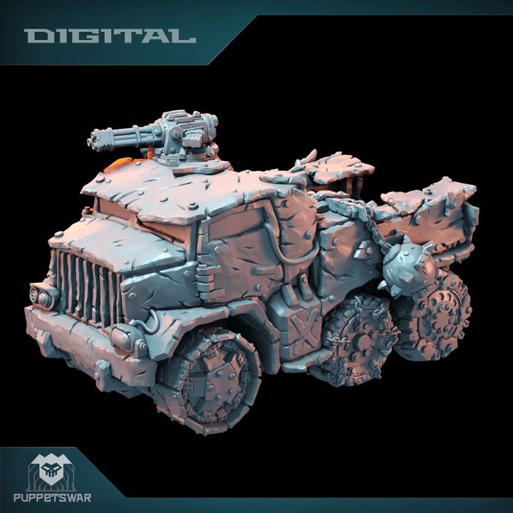 3D Printable Orc War Truck v3 by Puppetswar Miniatures