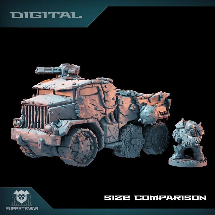 3D Printable Orc War Truck v3 by Puppetswar Miniatures
