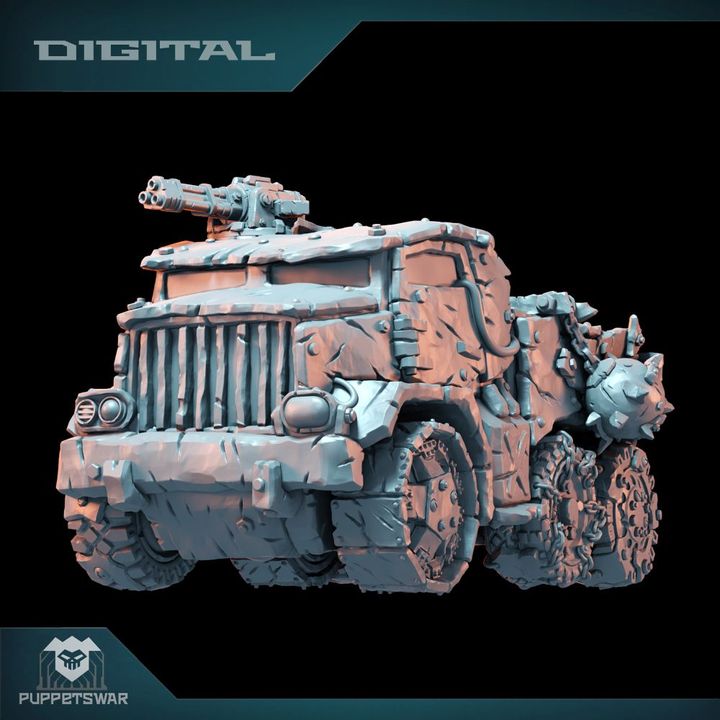 3D Printable Orc War Truck v3 by Puppetswar Miniatures